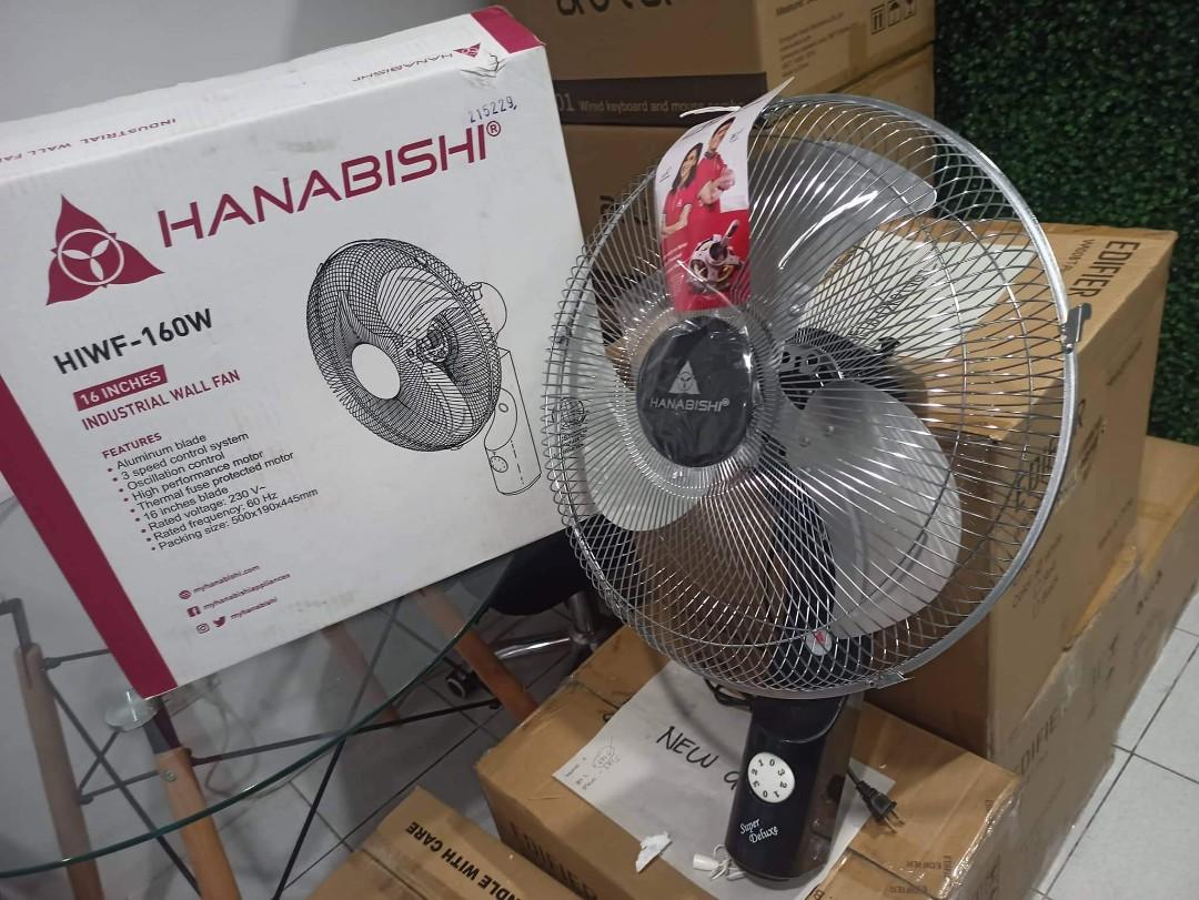 Hanabishi 16" Industrial Wall Fan Heavy Duty HIWF-160W, Furniture & Home Living, Lighting & Fans ...