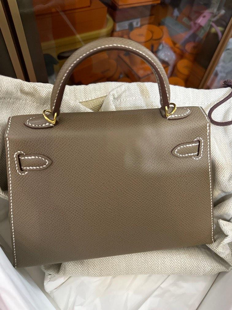 Hermes Mini Kelly 2 Etoupe, Luxury, Bags & Wallets on Carousell