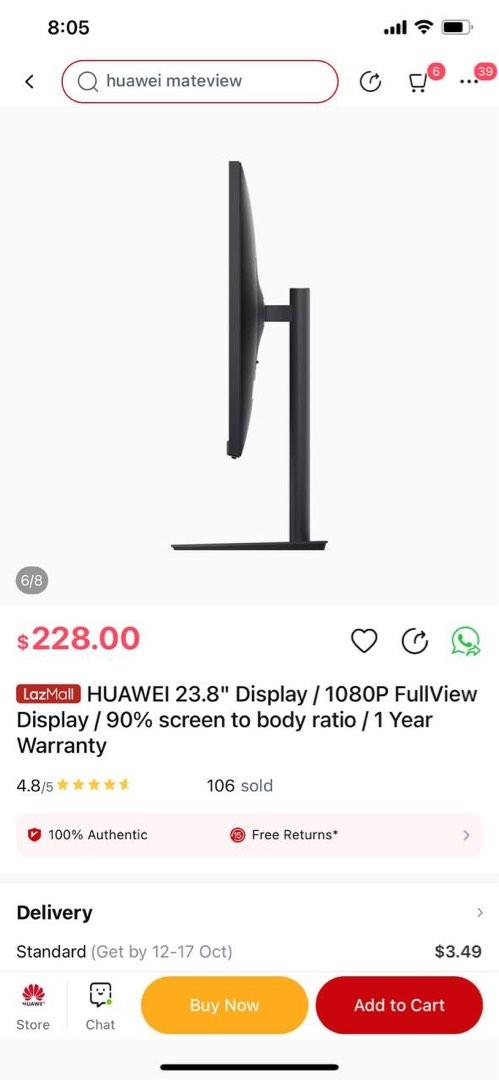 Huawei 24 inch monitor with 360 stand, Computers & Tech, Parts ...