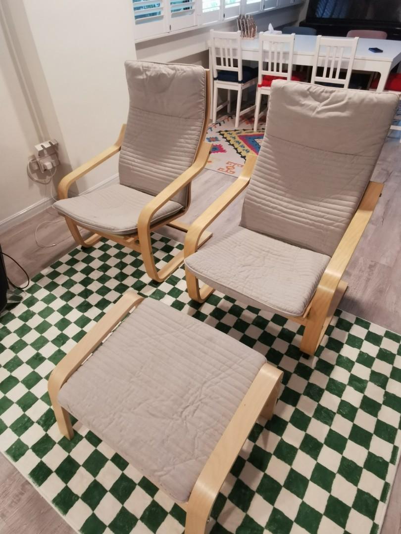 Ikea Poang rest chair and foot rest, Furniture & Home Living, Furniture ...