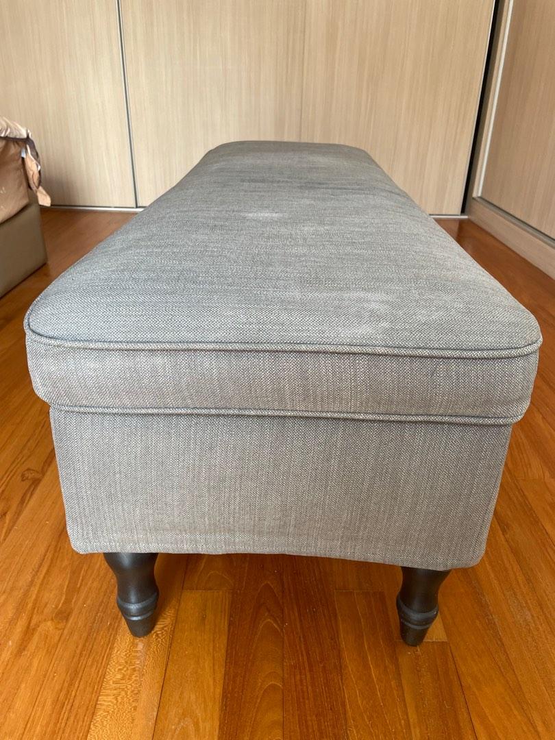 IKEA STOCKSUND storage bench grey fabric, Furniture & Home Living ...