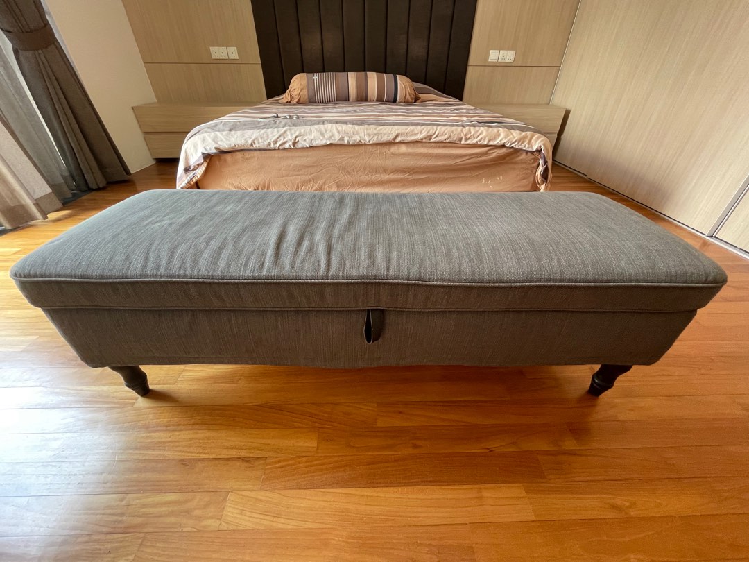 IKEA STOCKSUND storage bench grey fabric, Furniture & Home Living ...