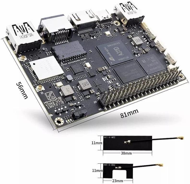 Khadas VIM3 Basic Amlogic A311D Single Board Computer with 5.0 TOPS NPU STM8S003 with ...