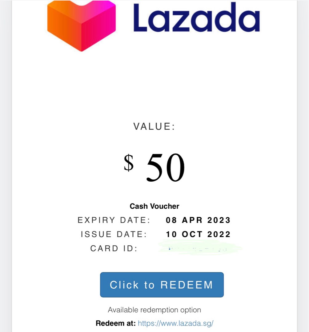 Lazada Digital vouchers ( $50 denominations), Tickets & Vouchers ...