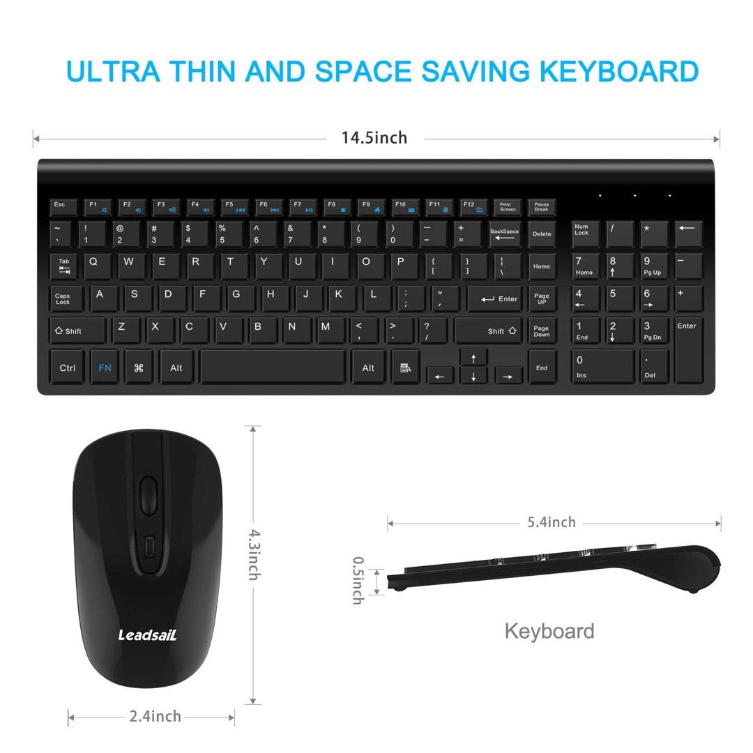 Leadsail Wireless Keyboard And Mouse Combo Wireless Mouse And Keyboards Cordless Usb Computer