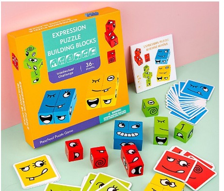 Montessori Expression Puzzles Building Block Face Changing Logical ...