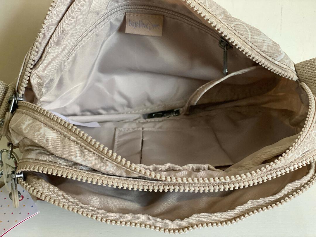 NEW! KIPLING DEENA PRINTED MONKEY MANIA BEIGE SLING CROSSBODY SHOULDER ...