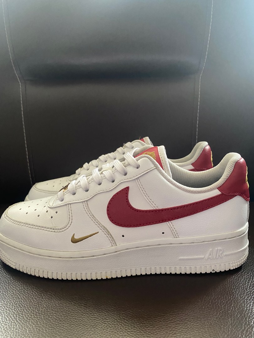 Nike Air Force 01 Essential Red Gold, Women's Fashion, Footwear, Sneakers on Carousell