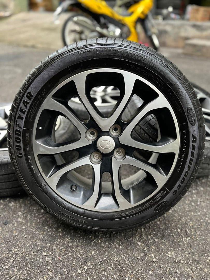 Original 15 inch sport rim Myvi tyre 70%, Auto Accessories on Carousell