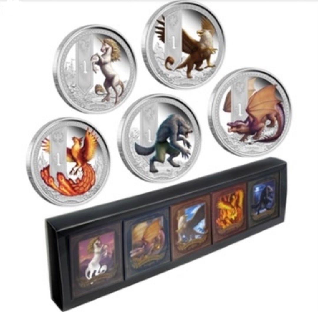 Perth Mint Mythical Creatures Set of 5 1oz Silver Coins Perfect ...