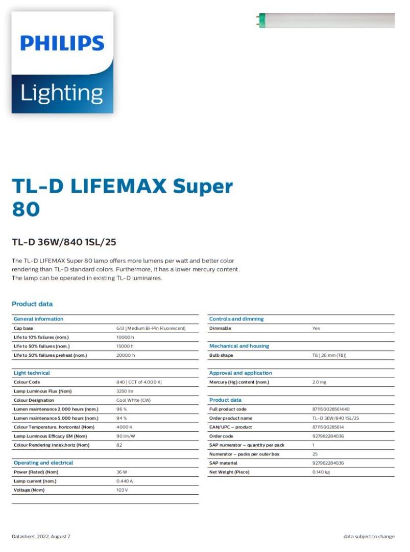 PHILIPS Fluorescent tube (BRAND NEW WARM WHITE) 36W/830 1SL/25 ...