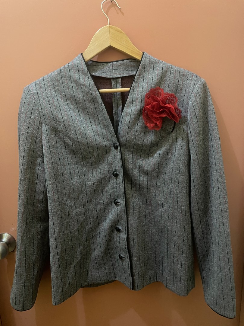 Preloved Collarless Semi Thick No Lining Blazer XL, Women's Fashion ...