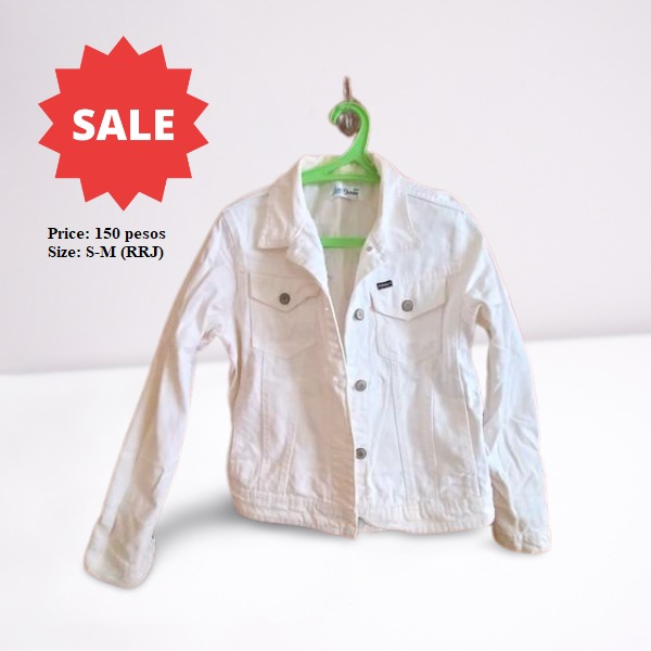 Pre-loved RRJ White Denim Jacket, Women's Fashion, Coats, Jackets and ...