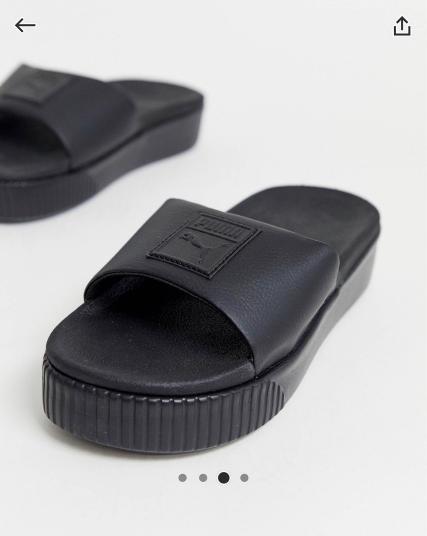 Puma Platform Sliders in Black, Women's Fashion, Footwear, Flipflops ...