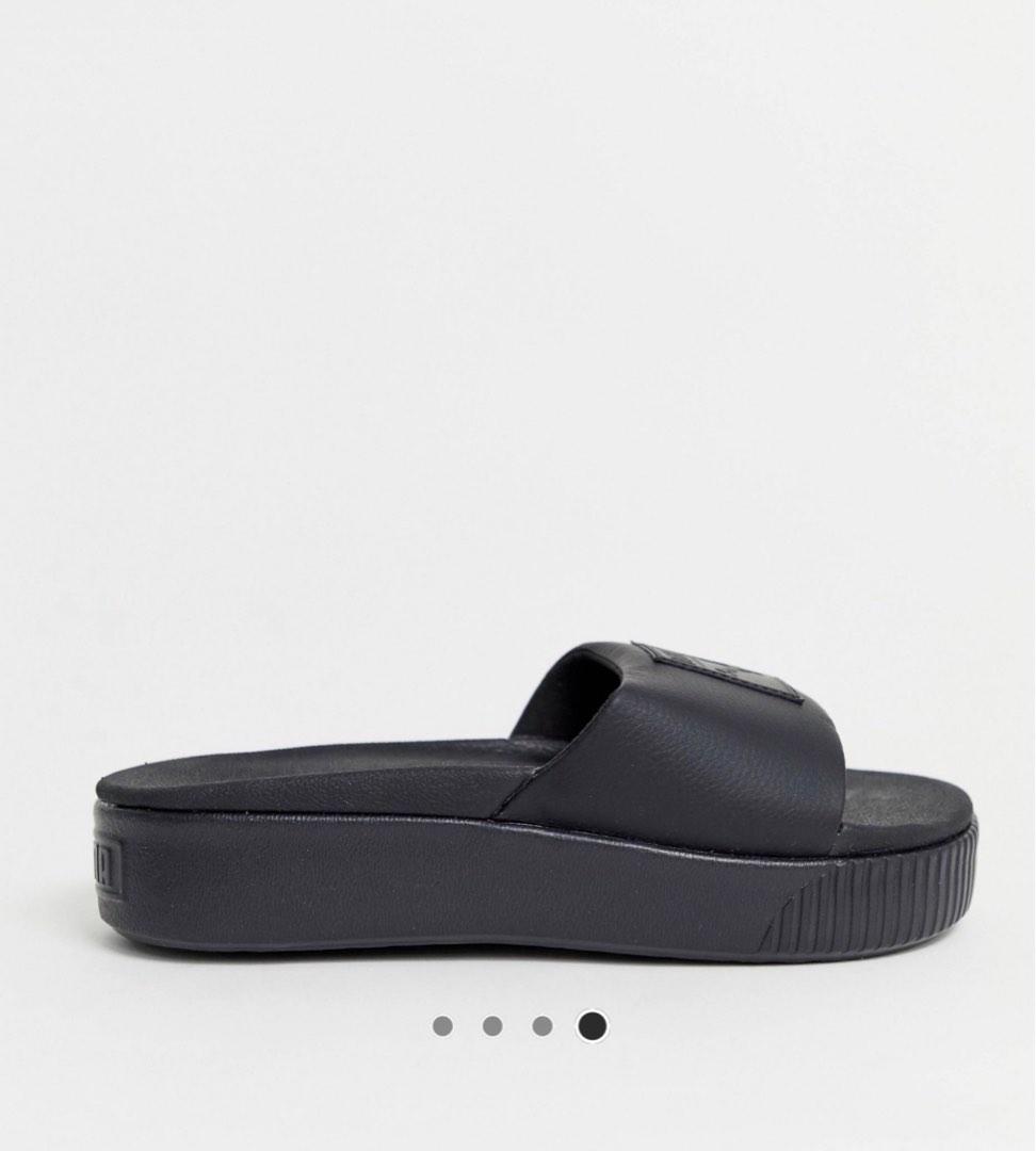 Puma Platform Sliders in Black, Women's Fashion, Footwear, Flipflops ...