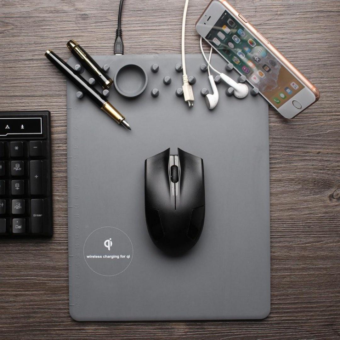 QI WIRELESS CHARGING MOUSE PAD PRO / 2-in-1 Wireless Charge Mobile ...