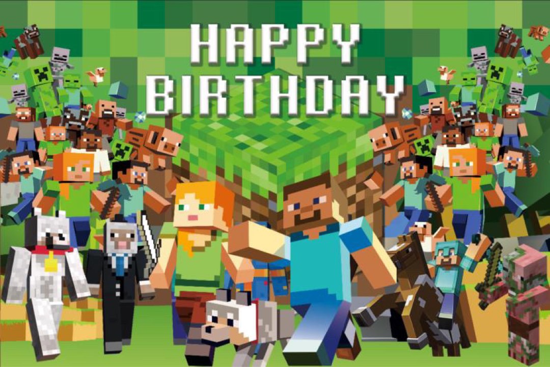 [Ready Stock] New Arrival ~ Minecraft ( Design 2) Happy Birthday banner ...