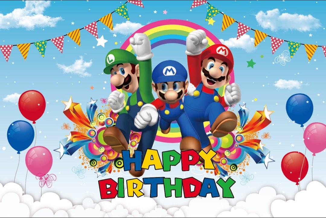 [Ready Stock]Super Mario ( Design 3) Happy birthday banner backdrop ...