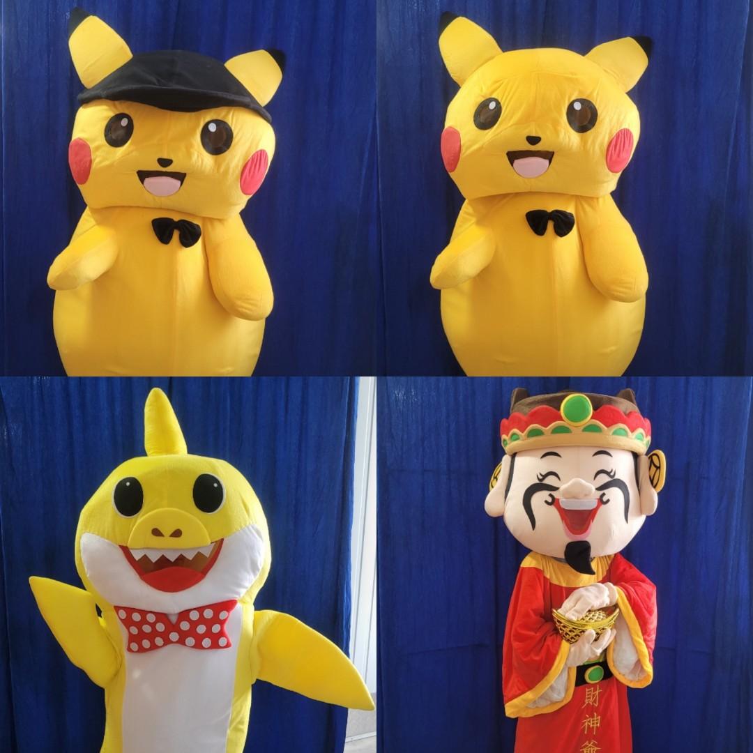 Renting Mascots(Pikachu,Baby Shark,Cai Sheng Ye/God Of Fortune,Racial ...
