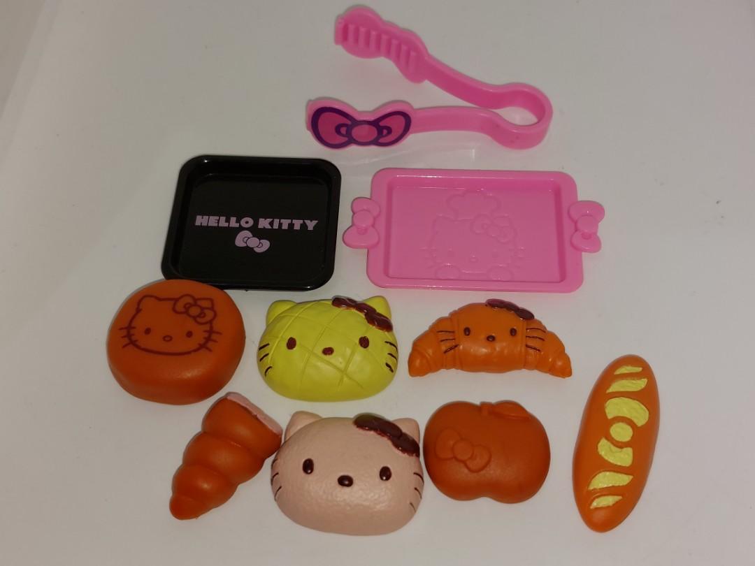 Sanrio Hello Kitty Collectible Miniatures Mini Small Trays Breads Tong Toys Toy Dollhouse ...