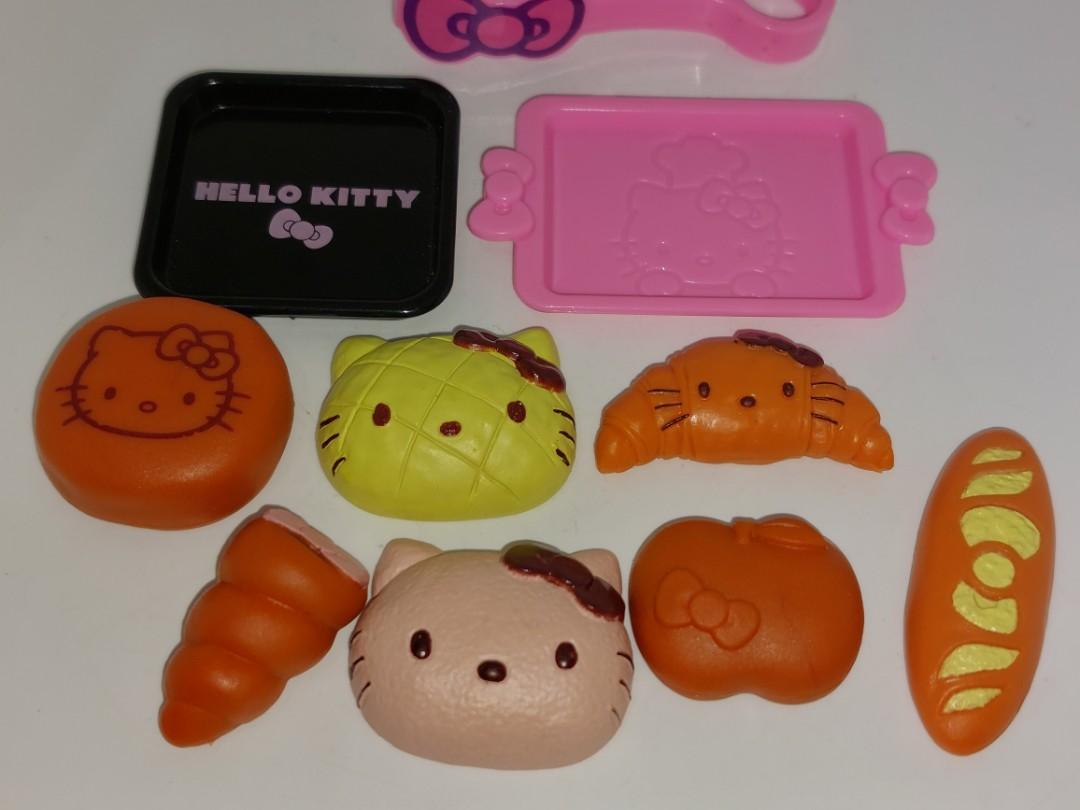 Sanrio Hello Kitty Collectible Miniatures Mini Small Trays Breads Tong Toys Toy Dollhouse ...