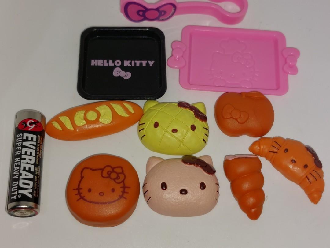 Sanrio Hello Kitty Collectible Miniatures Mini Small Trays Breads Tong Toys Toy Dollhouse ...
