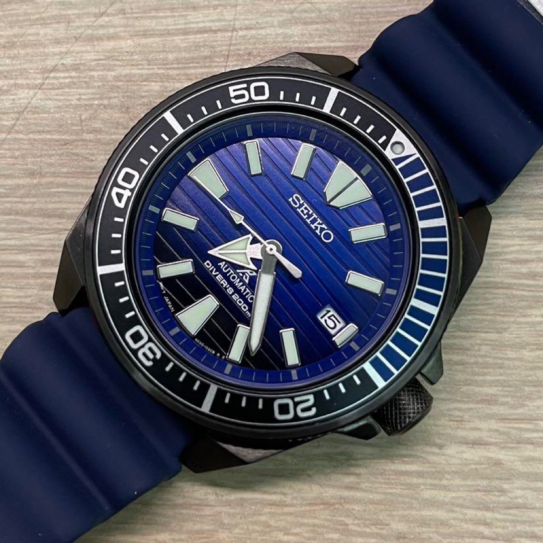 Seiko Blue PVD Black Samurai SRPD09J ( Save the ocean ) Special Edition ...