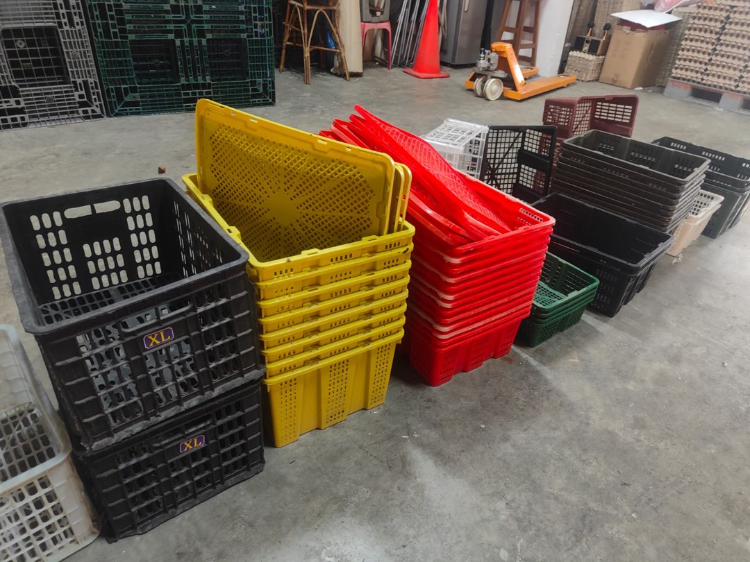 Assorted Plastic Storage Crates | Heavy Duty Baskets, Furniture & Home ...
