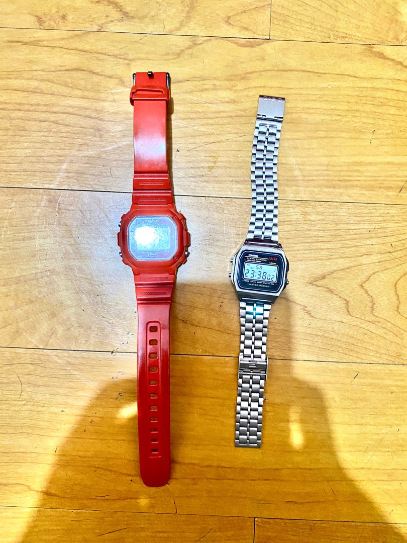 TAKE 2: CASIO red and silver adjustable watch (unisex), Women's Fashion ...