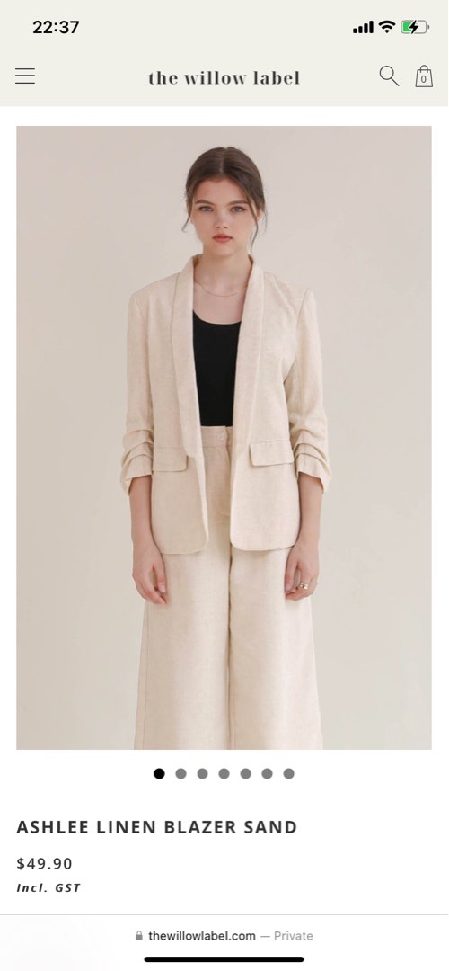 The willow label ASHLEE LINEN BLAZER SAND, Women's Fashion, Coats ...