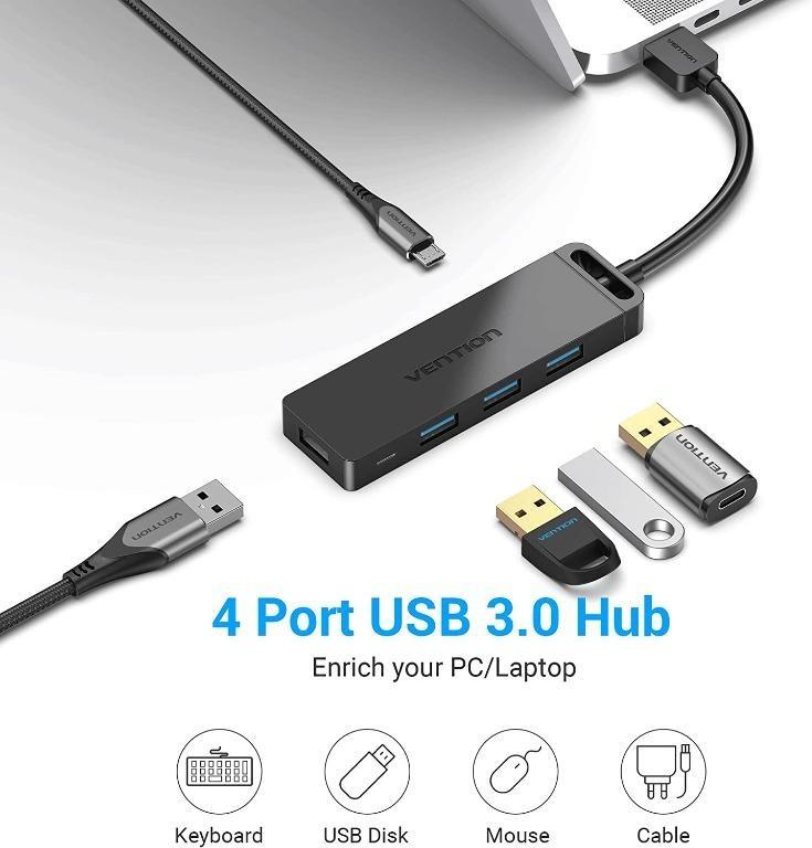 USB hub,VENTION 4-port USB 3.0 HUB Ultra Slim USB splitter Charging ...