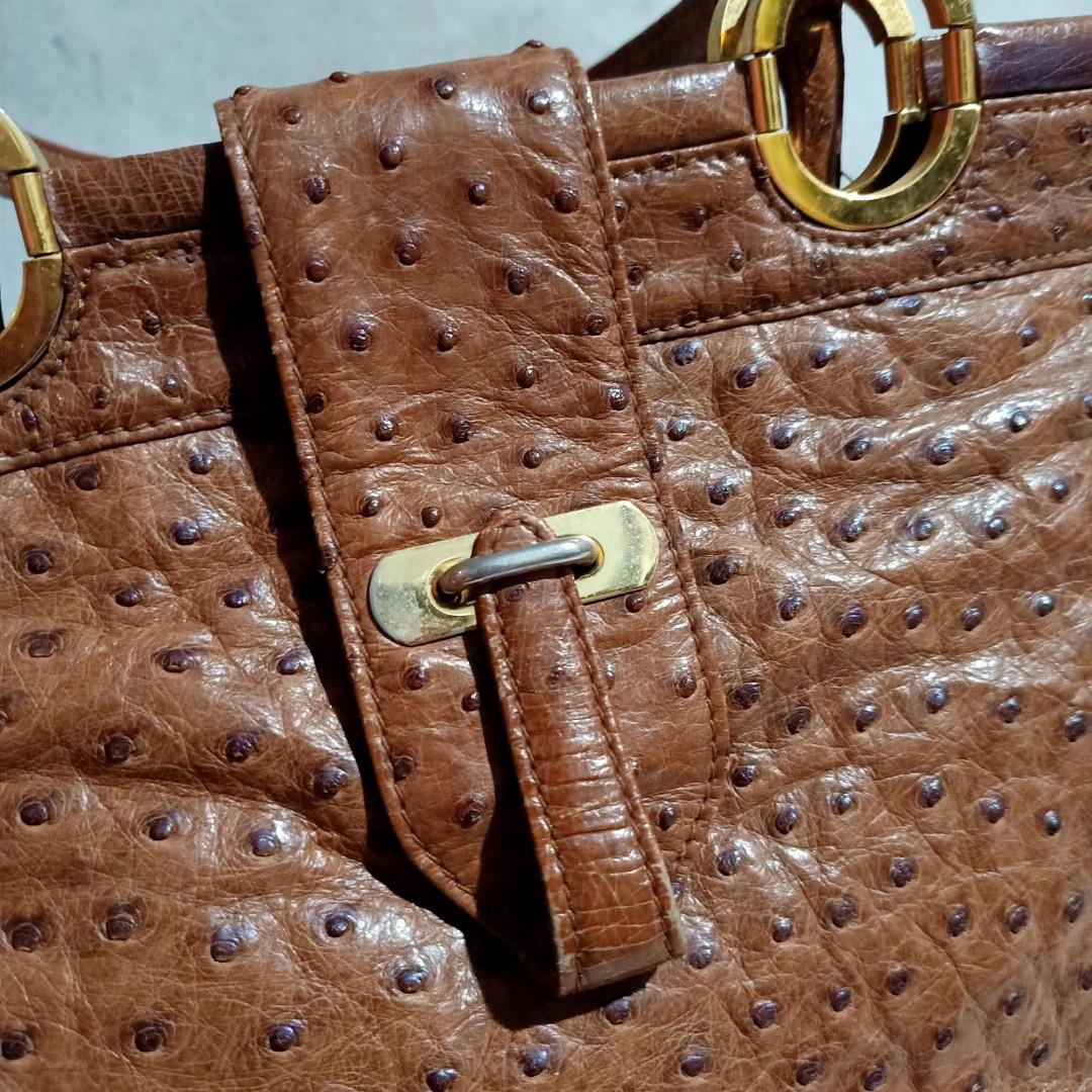 VINTAGE! Genuine Ostrich Skin Shoulder Bag, Women's Fashion, Bags ...