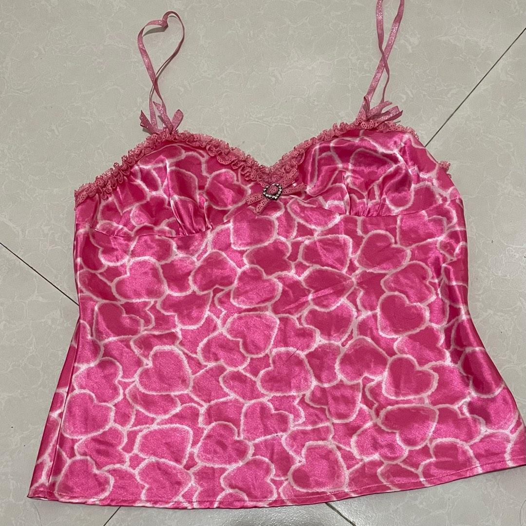 Y2K pink hearts top, Women's Fashion, Tops, Shirts on Carousell