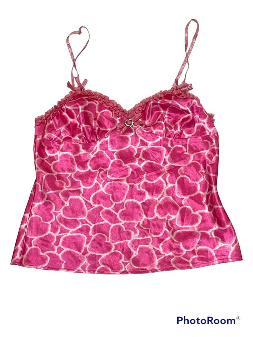 Y2K pink hearts top, Women's Fashion, Tops, Shirts on Carousell