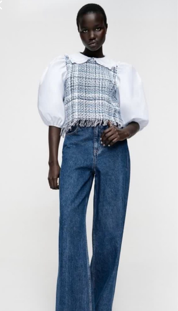 Zara Peter Pan Collared Top, Women's Fashion, Tops, Blouses on Carousell