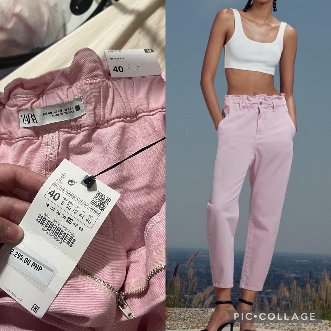 Zara pink paperbag pants, Women's Fashion, Bottoms, Jeans on Carousell