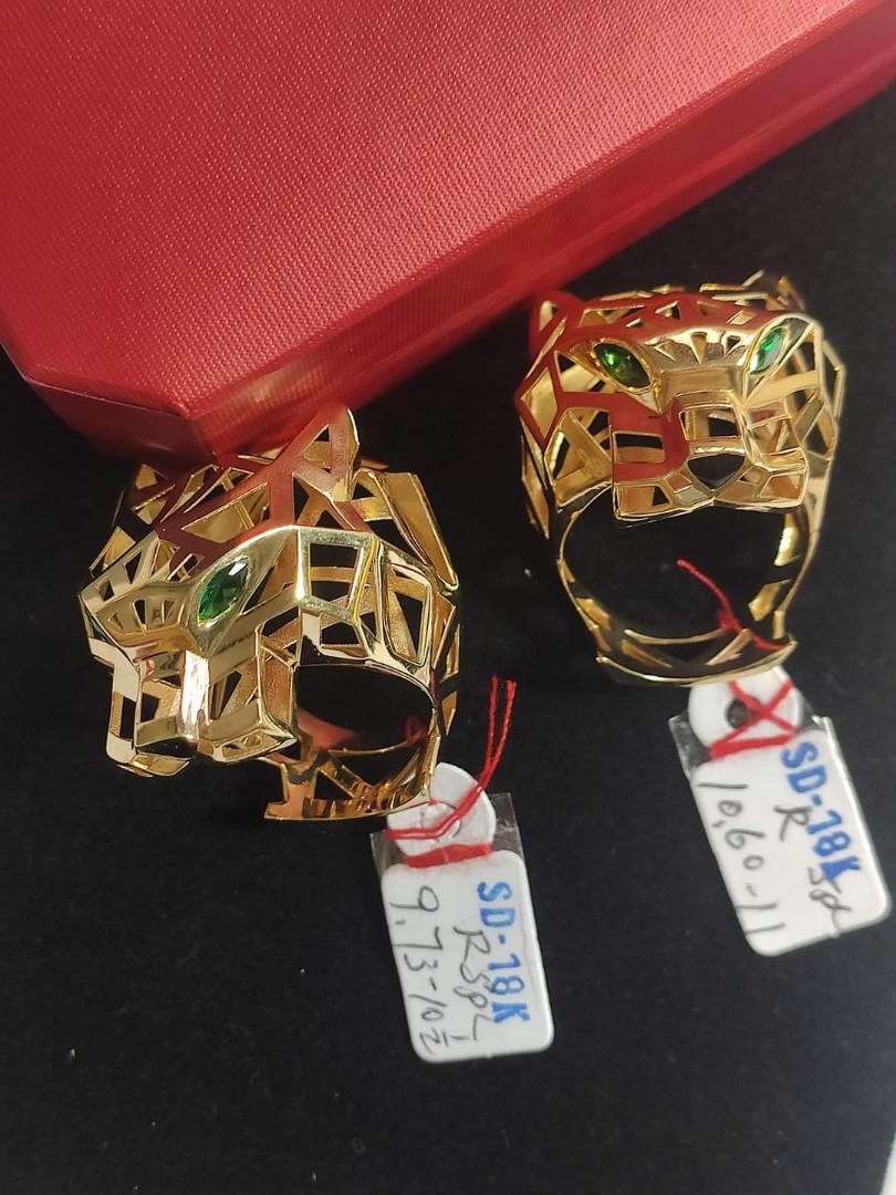 18K Saudi Gold big panther head ring, Women's Fashion, Jewelry ...