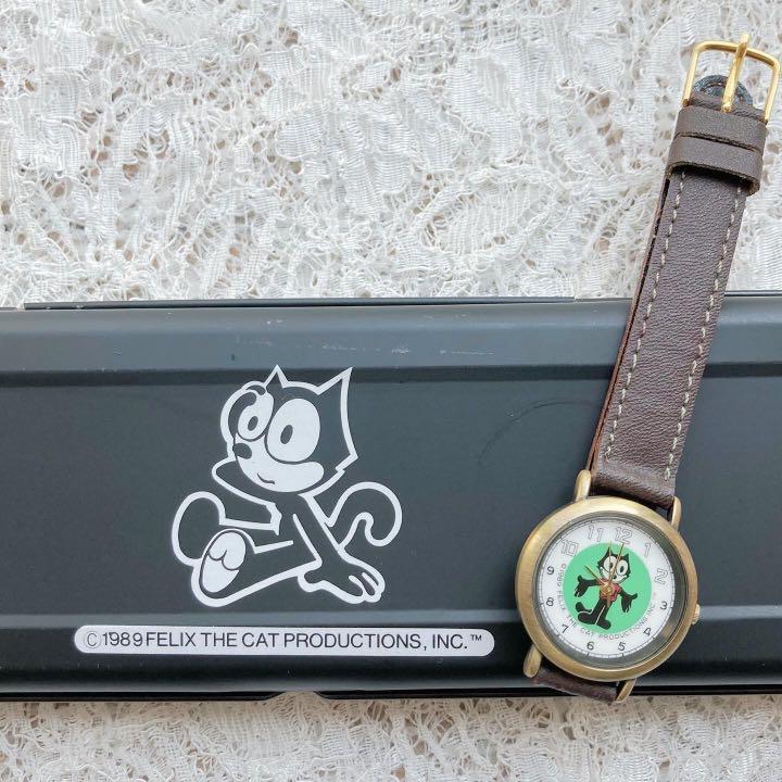 1989年 felix the cat vintage watch (連原裝鐵盒）, 名牌, 手錶 - Carousell