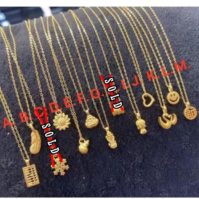 24K Hongkong Gold Pendant and 18k Saudi Gold Necklace, Women's Fashion ...