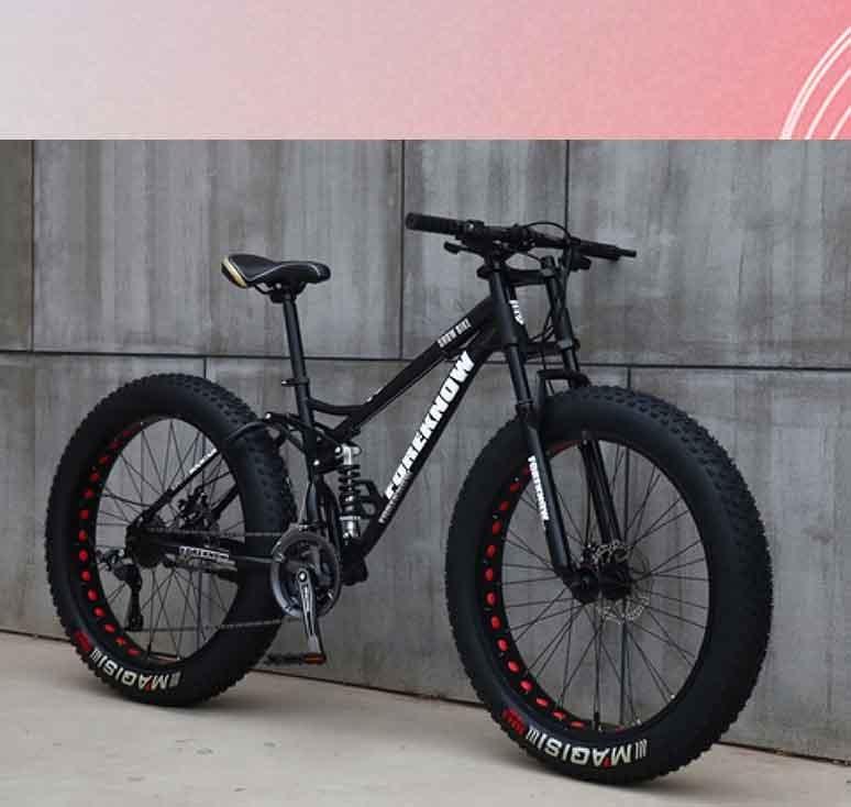 26 Inch 21 Speed Foreknow Fat bike [Black] Shimano Gear fatbike 26 ...