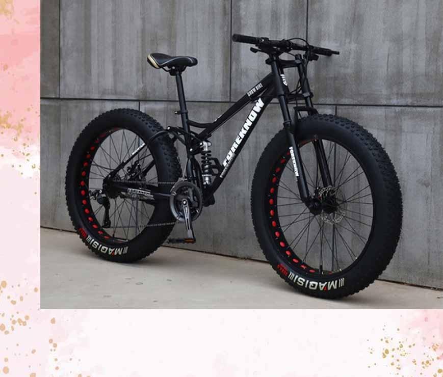 26 Inch 21 Speed Foreknow Fat bike [Black] Shimano Gear fatbike 26 ...