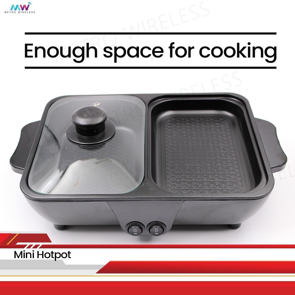 2 in 1 Electric Non stick Hotpot Grill Fry Stir-Fry Mini Portable ...