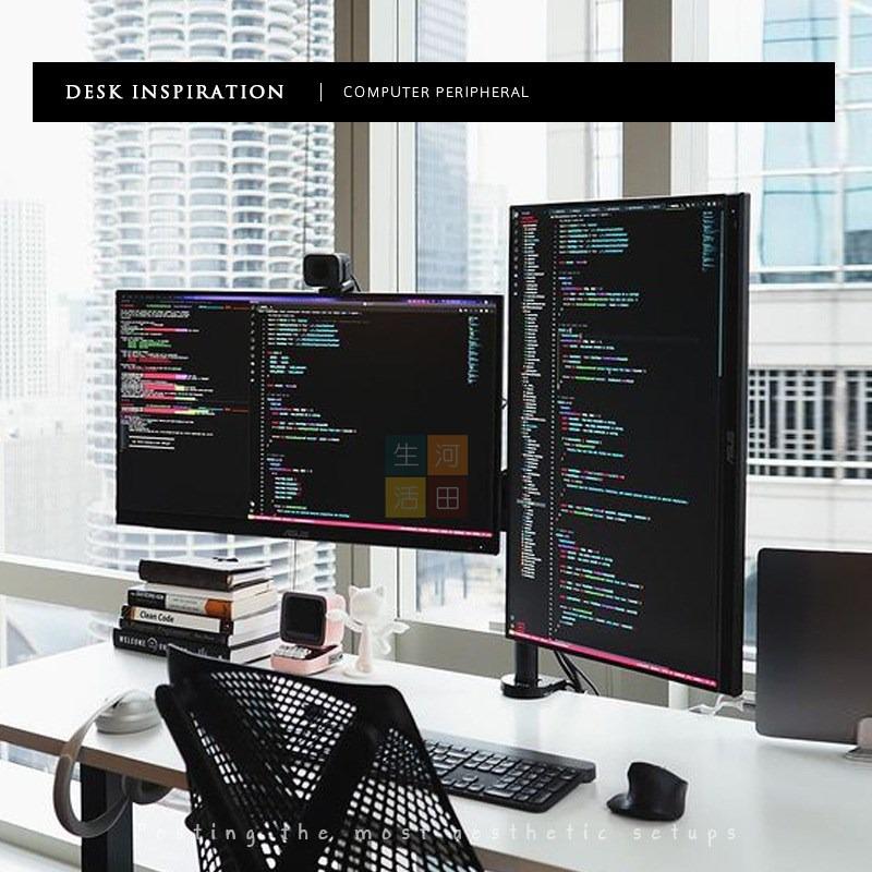 360° rotatable dual-screen monitor stand/17-27 inch desktop clamp-type ...