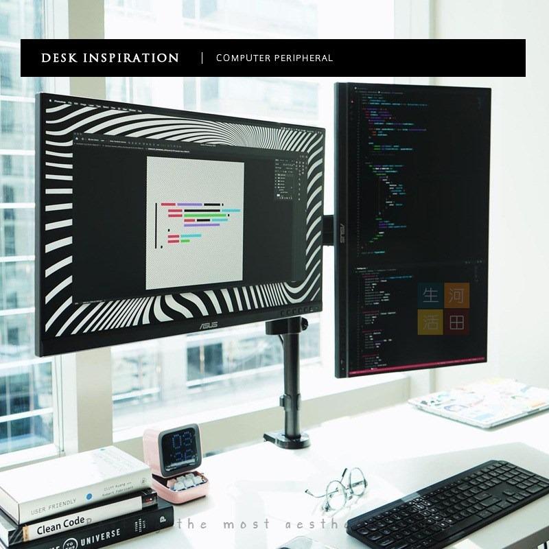 360° rotatable dual-screen monitor stand/17-27 inch desktop clamp-type ...