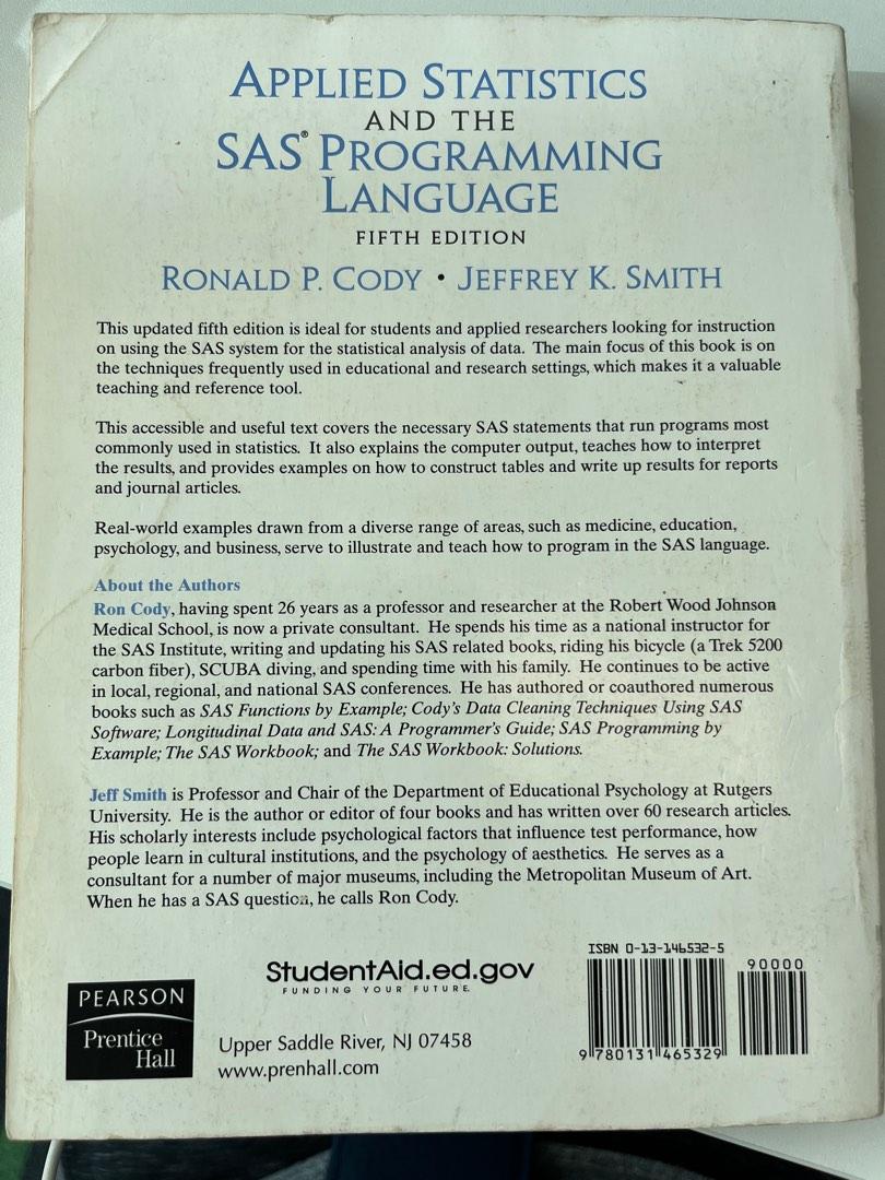 Applied Statistics and the SAS programming language, 興趣及遊戲, 書本 & 文具 ...