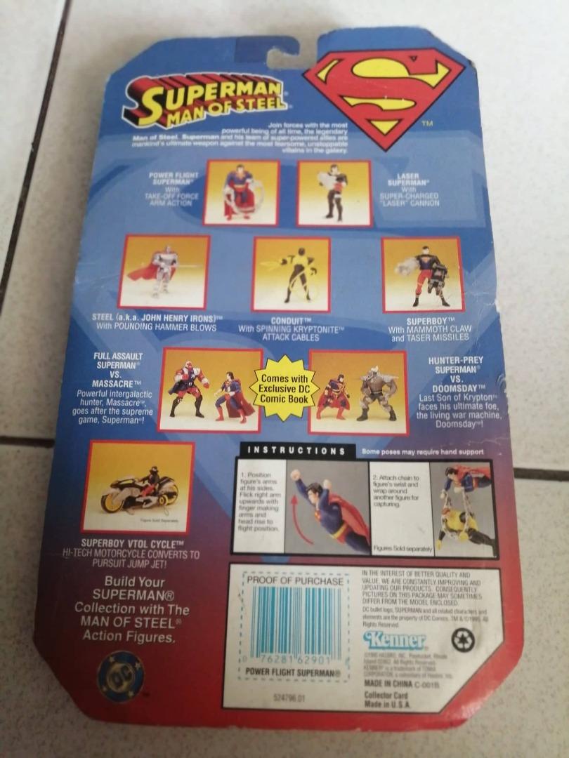 AUTHENTIC 1995 SUPERMAN MAN OF STEEL ACTION FIGURE by KENNER - Power ...