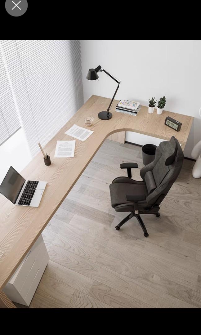 Brand new L shape solid wood study table., Furniture & Home Living ...