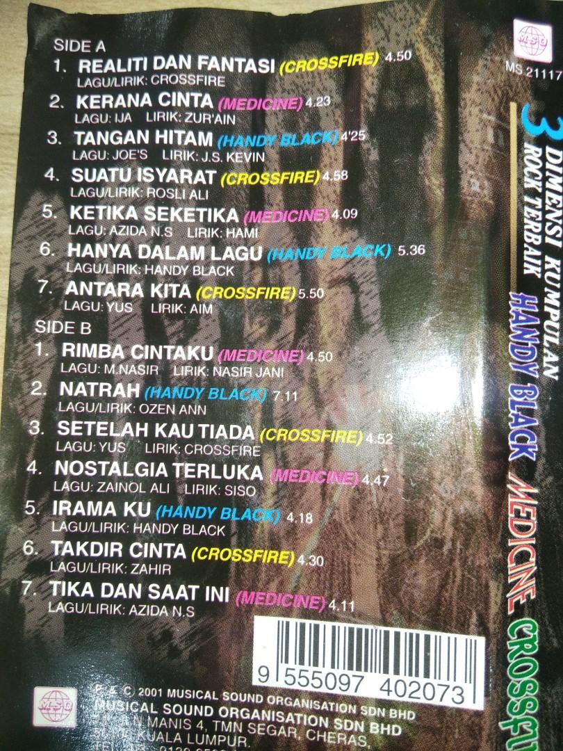 CD 3 DIMENSI KUMPULAN ROCK TERBAIK CROSSFIRE / HANDY BLACK/ MEDICINE (INLAY KASET), Hobbies ...