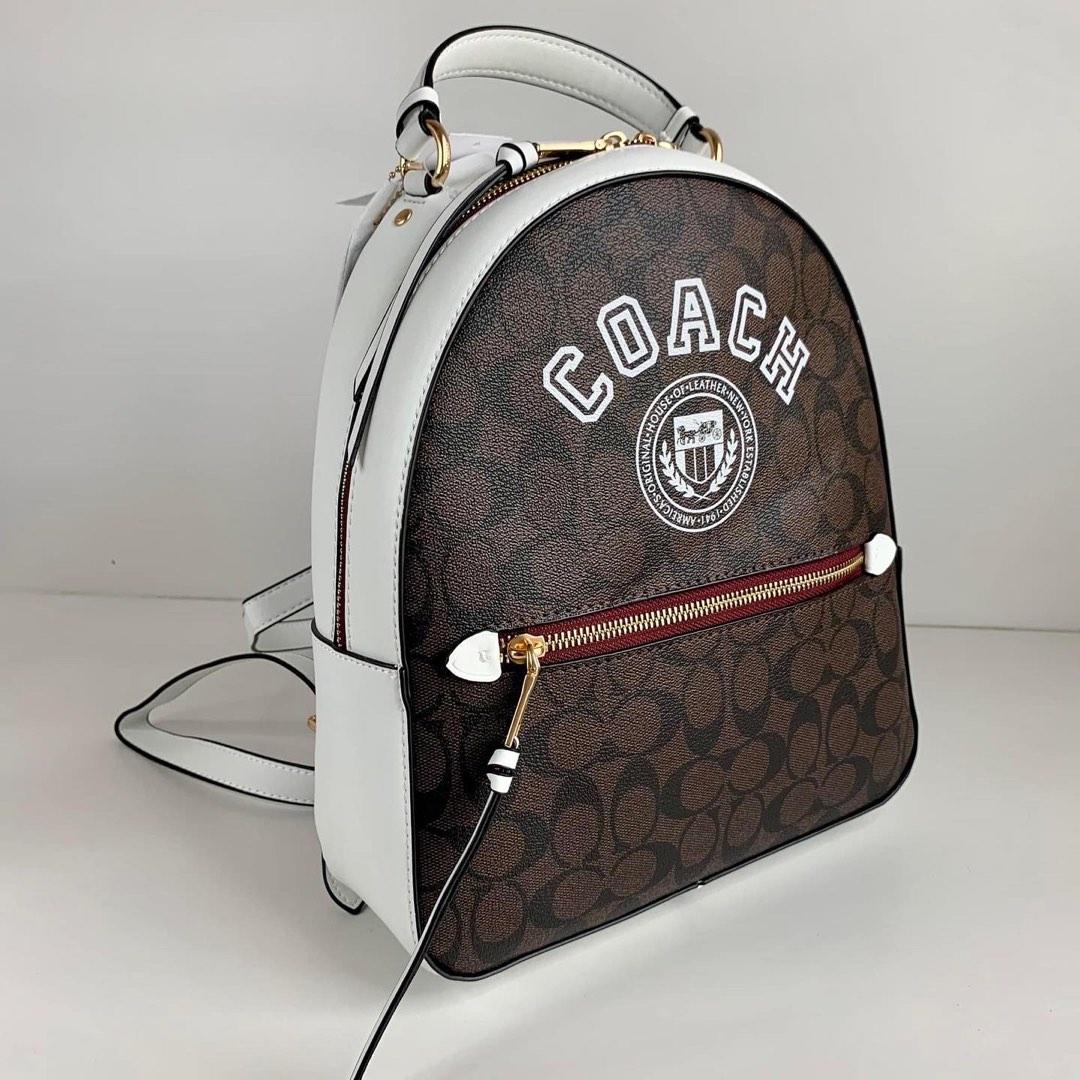 Coach Jordyn Backpack in Signature Canvas with Varsity Motif (white ...