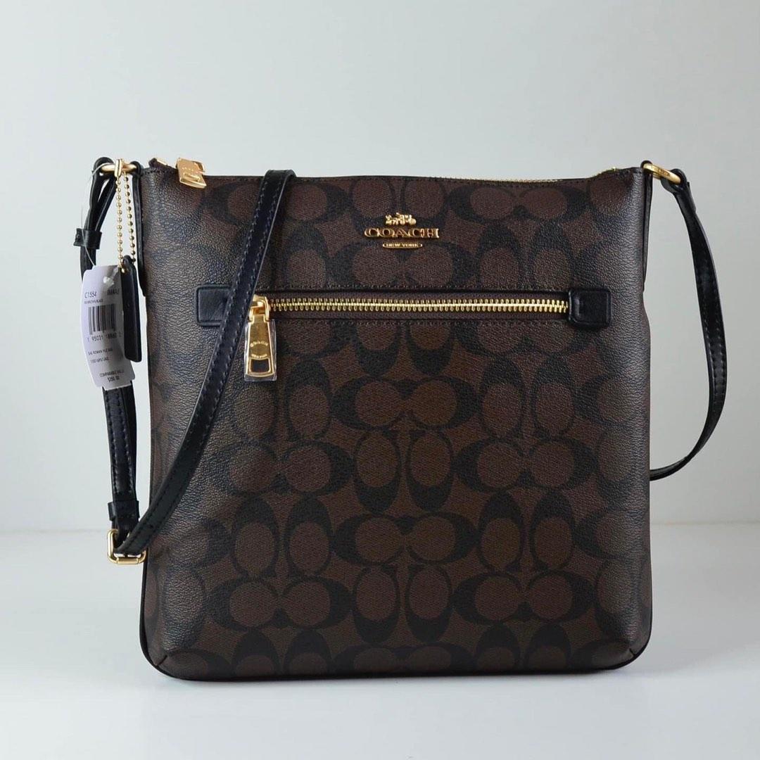 Coach Rowan File Bag in Signature Canvas (mahogany), Women's Fashion ...